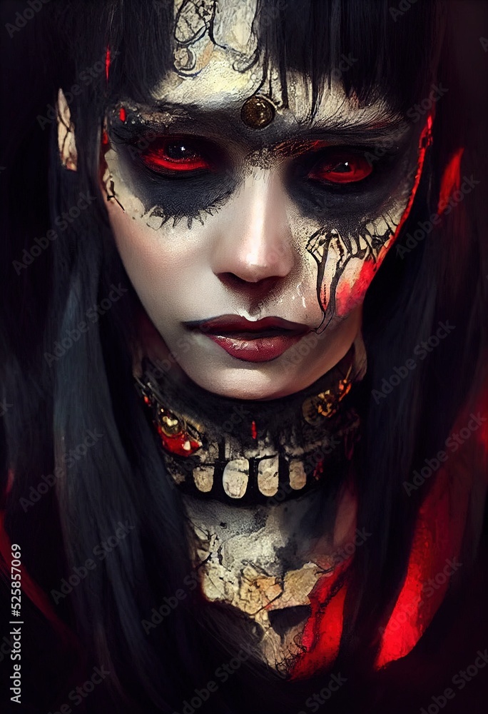 Gothic dystopian horror scene with a gothic fictional woman. Artistic ...