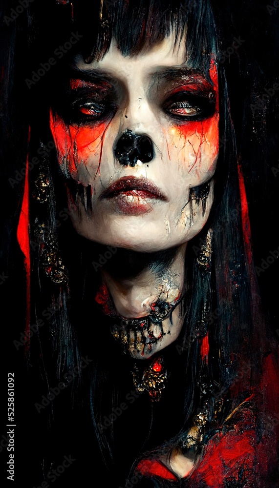 Gothic dystopian horror scene with a gothic fictional woman. Artistic ...