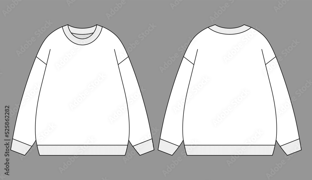 Blank White Long Sleeve Sweater Template on Gray Background. Front and ...