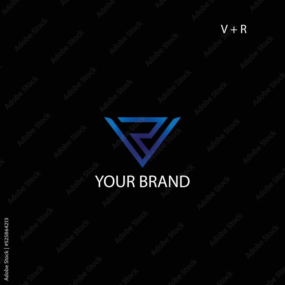 R and V logo designs, V and R logos, V and R logo designs on a black ...