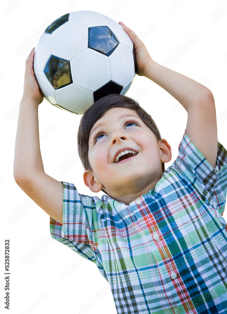 Transparent PNG of Cute Young Boy Holding Soccer Ball. Stock Photo ...