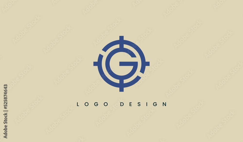 Initial Letter G Rounded Compass, Target Shooting Logo Design. Flat ...