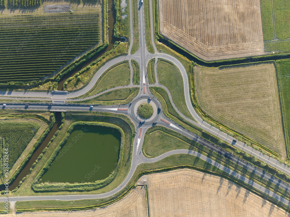 Roundabout junction aerial vehicle auto motorway intersection ...
