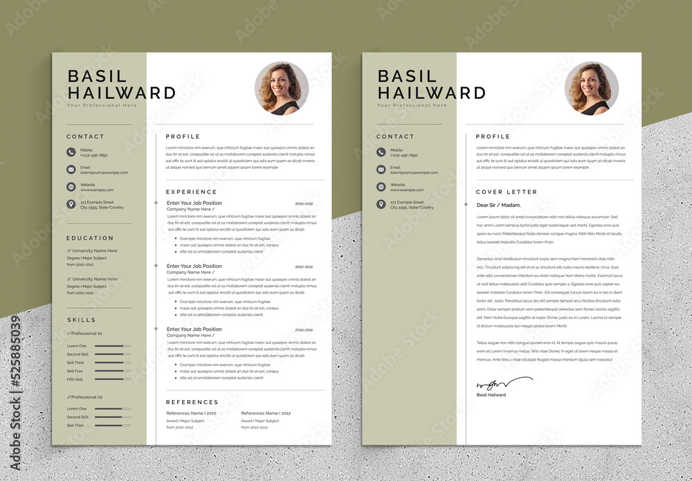 Resume Layout with Sidebar Stock Template | Adobe Stock