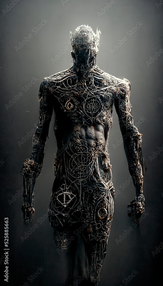 Gothic dystopian horror scene with a gothic man. Artistic abstract ...