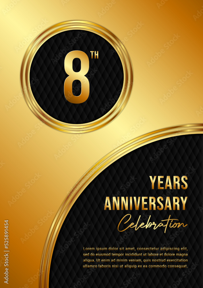 8Th Anniversary Celebration Template Design Stock Vector | Adobe Stock