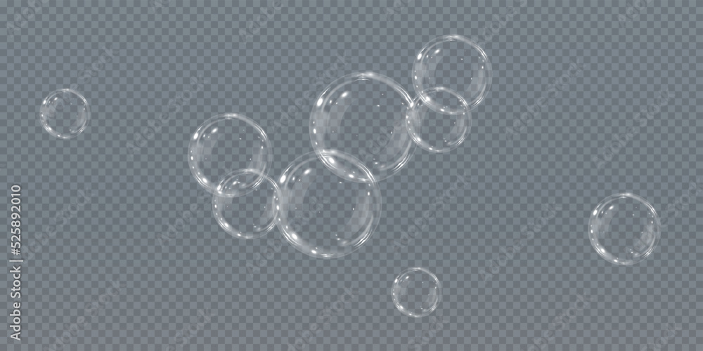 Bubble PNG. Set of realistic soap bubbles. Bubbles are located on a ...