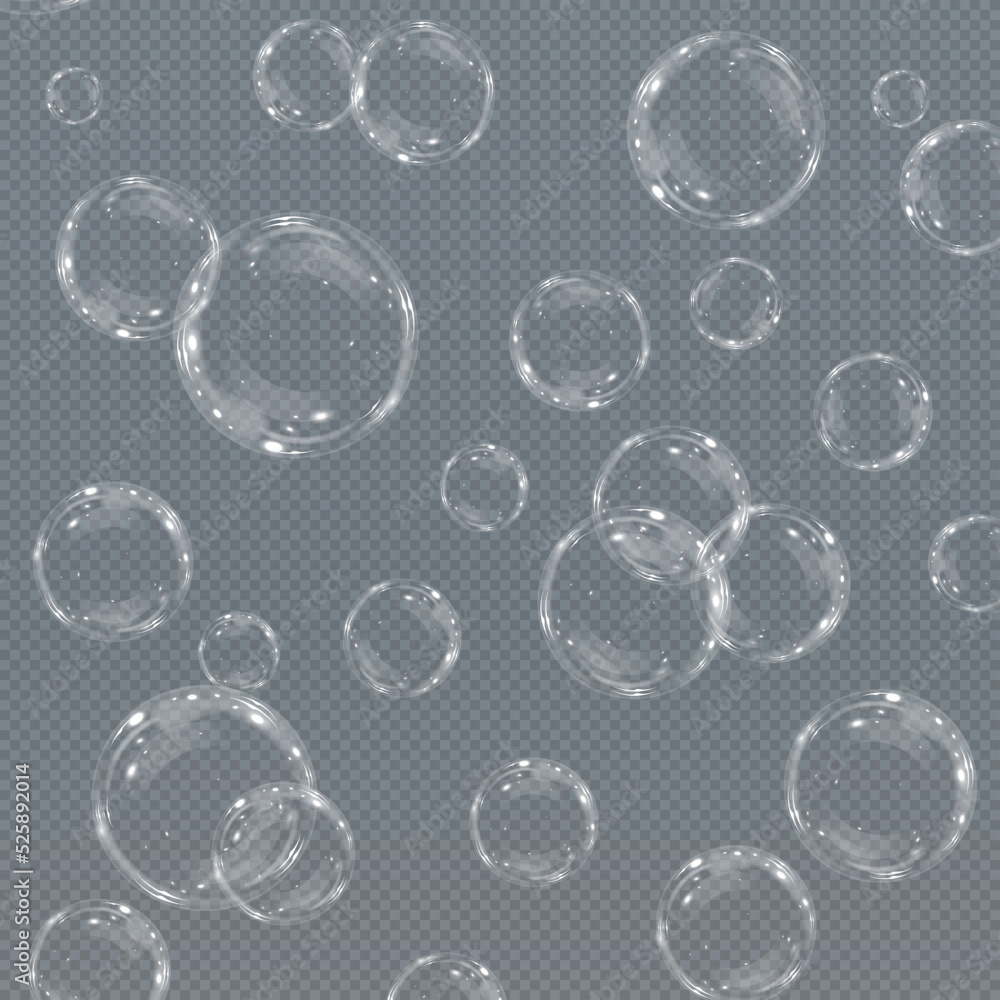 Bubble PNG. Set of realistic soap bubbles. Bubbles are located on a ...