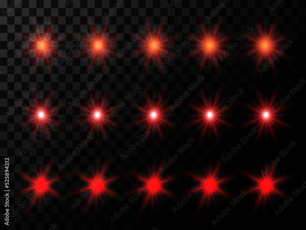 Shine light effects, vector red sparkles and glow with lens flares on ...