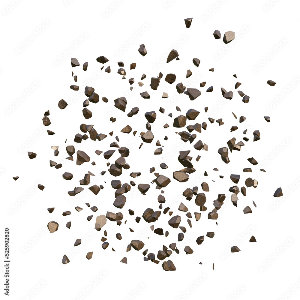 Broken Stone Debris Impact Overlay, Transparent Background PNG Stock ...