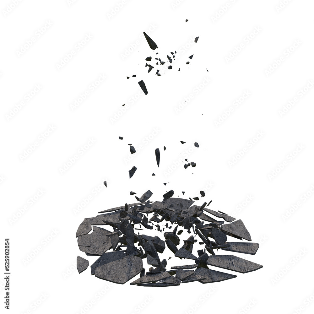 Broken Stone Debris Impact Overlay, Transparent Background PNG Stock ...