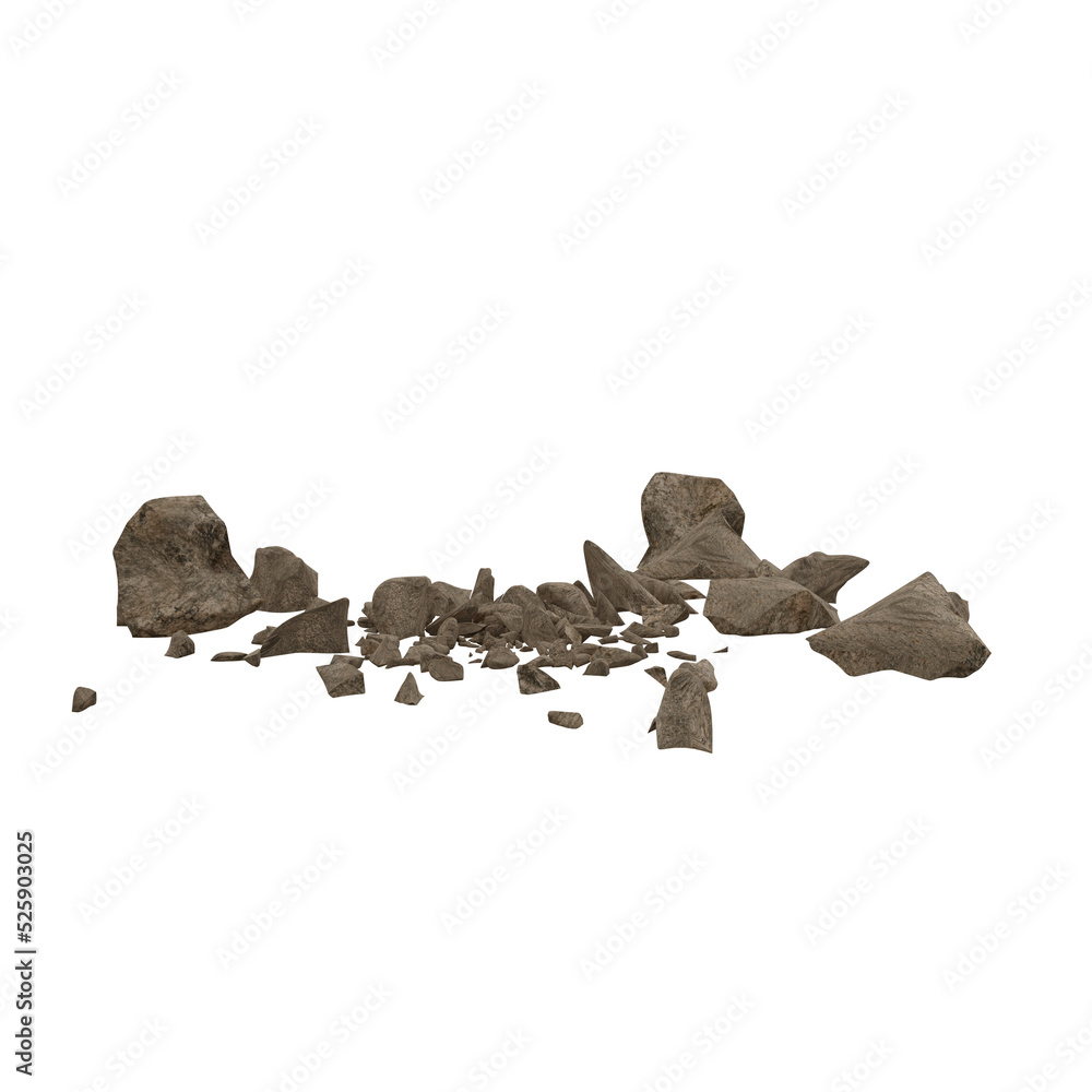 Rubble Pile Broken Debris Overlay, Transparent Background PNG Stock ...