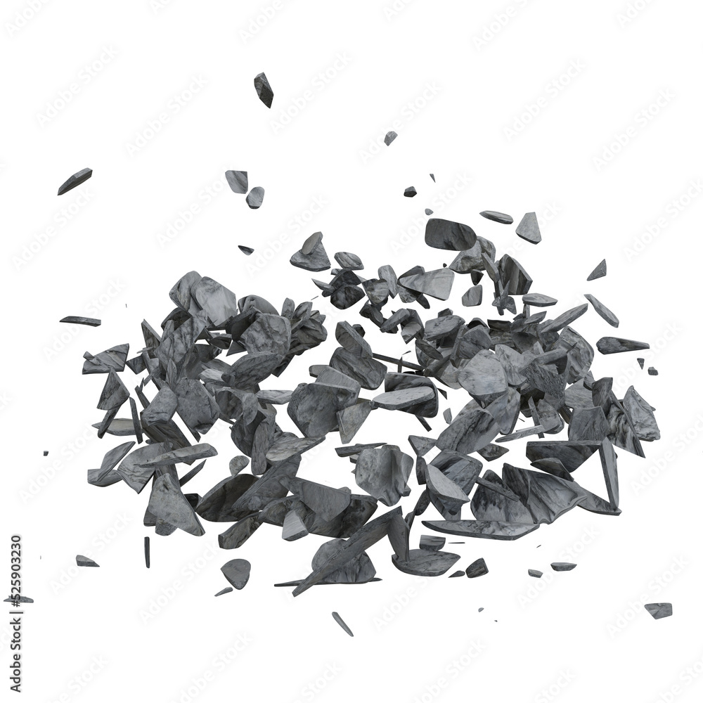 Broken Stone Debris Impact Overlay, Transparent Background PNG Stock ...