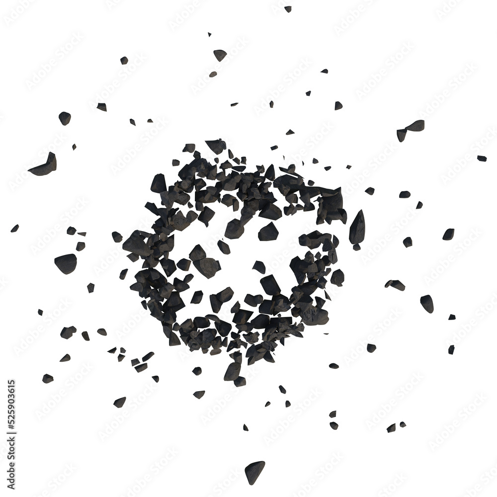 Broken Stone Debris Impact Overlay, Transparent Background PNG Stock ...