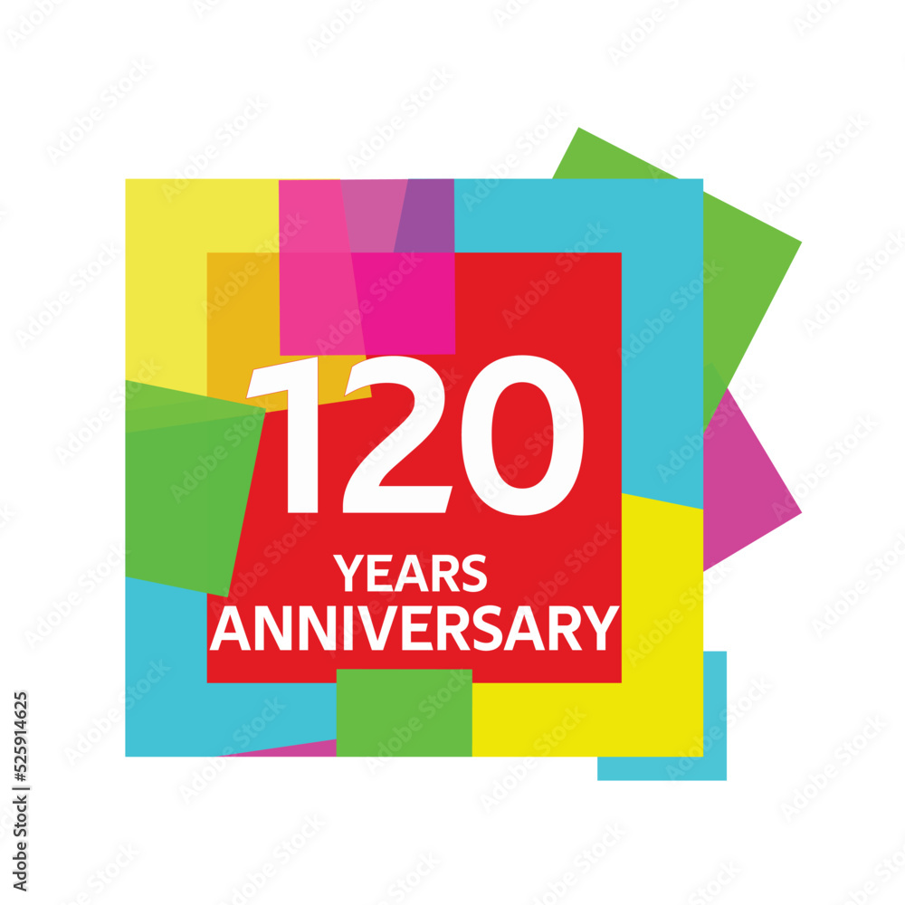 120 years, for anniversary and celebration logo, vector design on ...