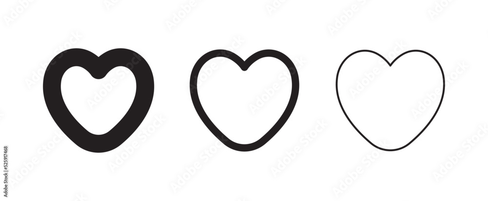 Heart icons. Set of heart pictogram. Valentine's day and love symbol ...