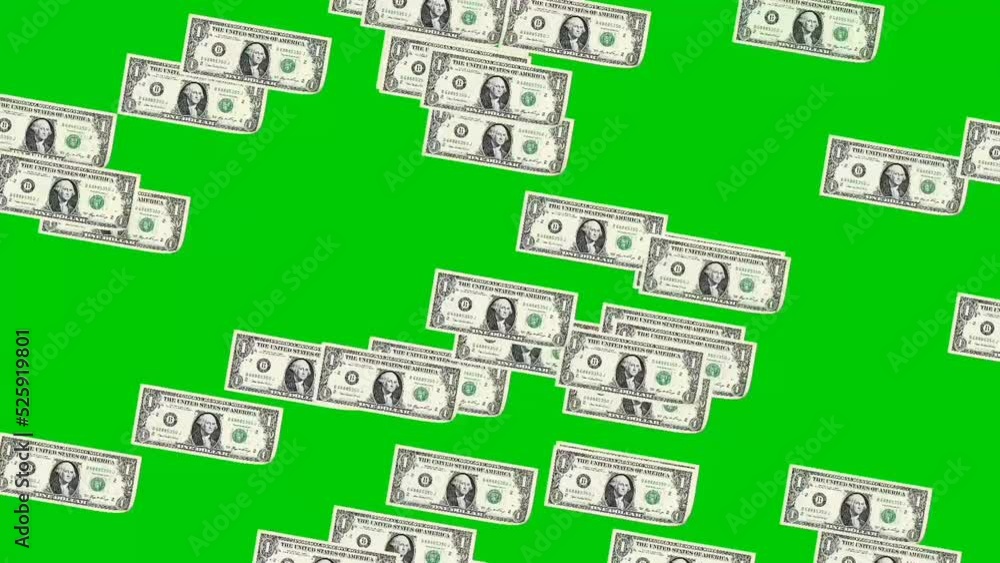 3d animation dollars signs symbol on green screen background Stock ...