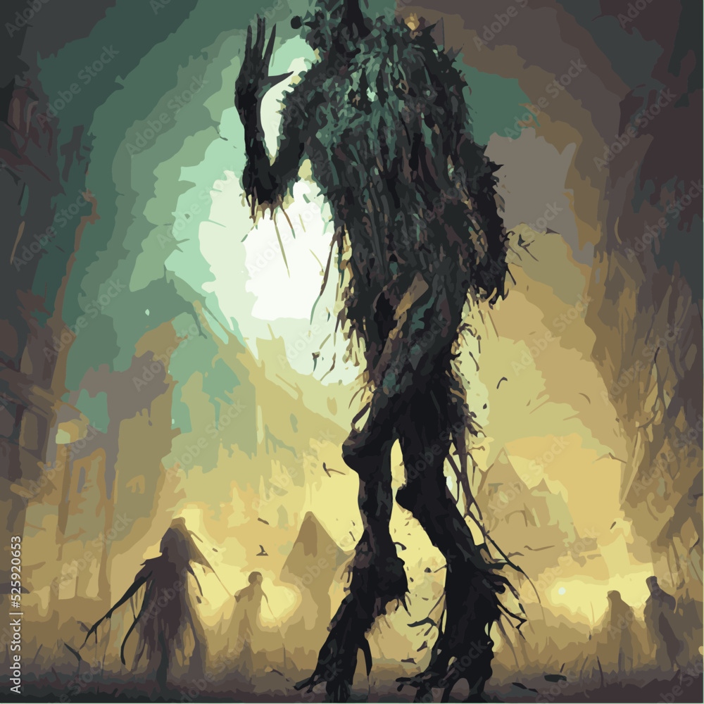 Vetor do Stock: crowd hungry zombies forest. Silhouettes scary zombies ...