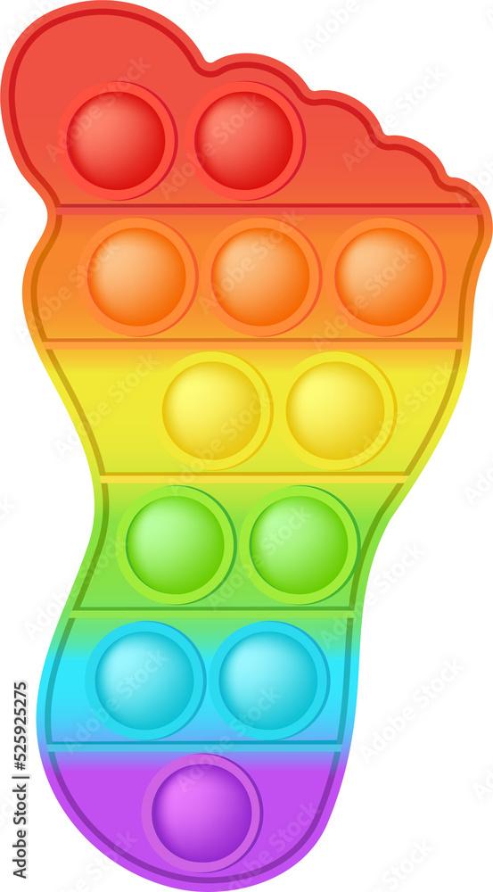 Popit figure foot as a fashionable silicon toy for fidgets. Addictive ...