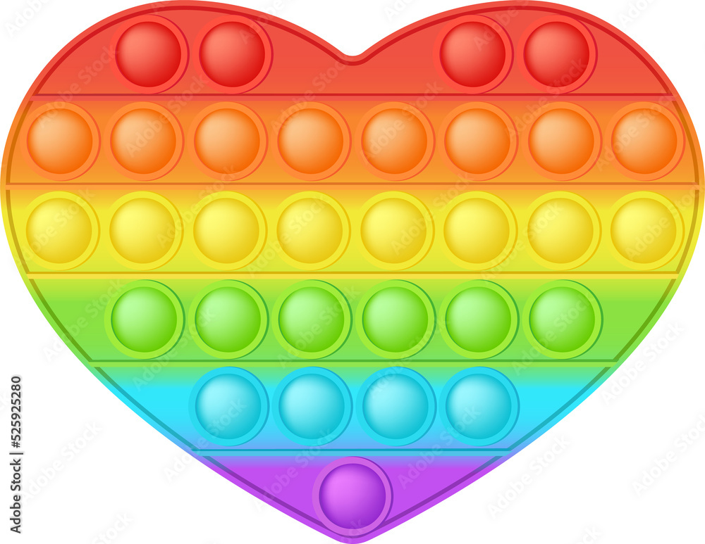 Popit figure heart as a fashionable silicon toy for fidgets. Addictive ...