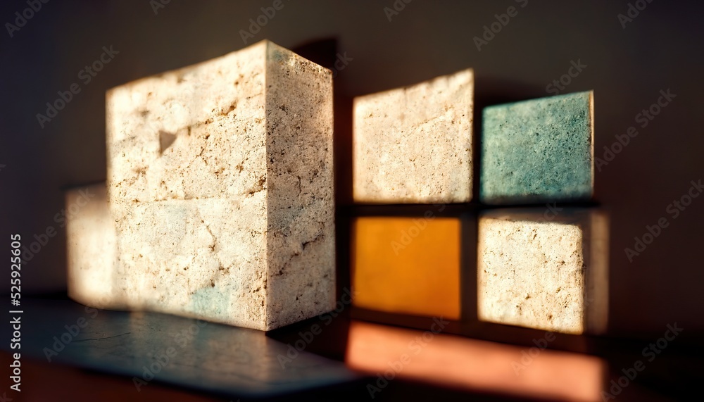 Abstract square building bricks, multi colored blocks and blurry focal ...