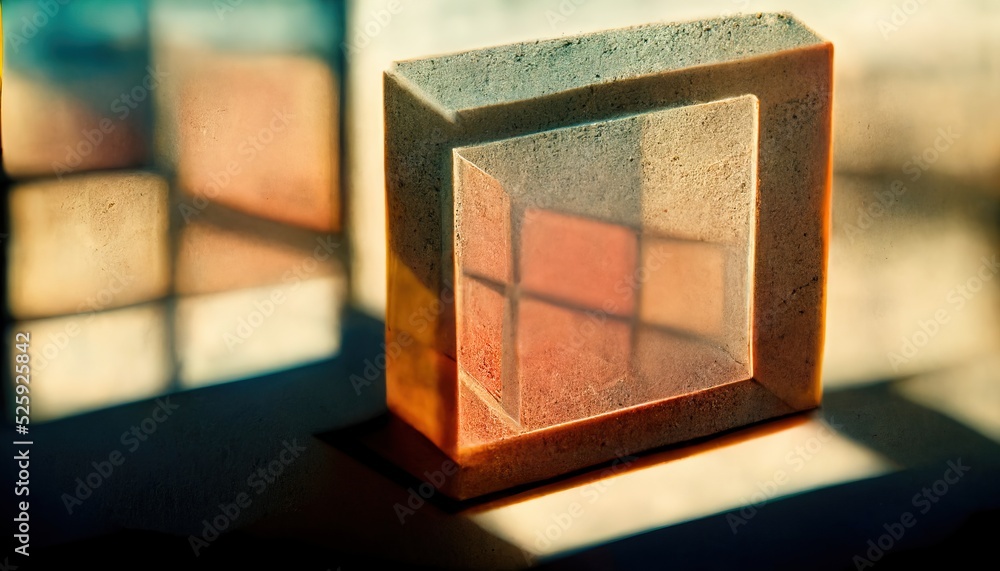 Abstract square building bricks, multi colored blocks and blurry focal ...
