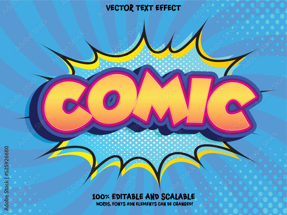 Gradient colourful comic text effect Stock Vector | Adobe Stock