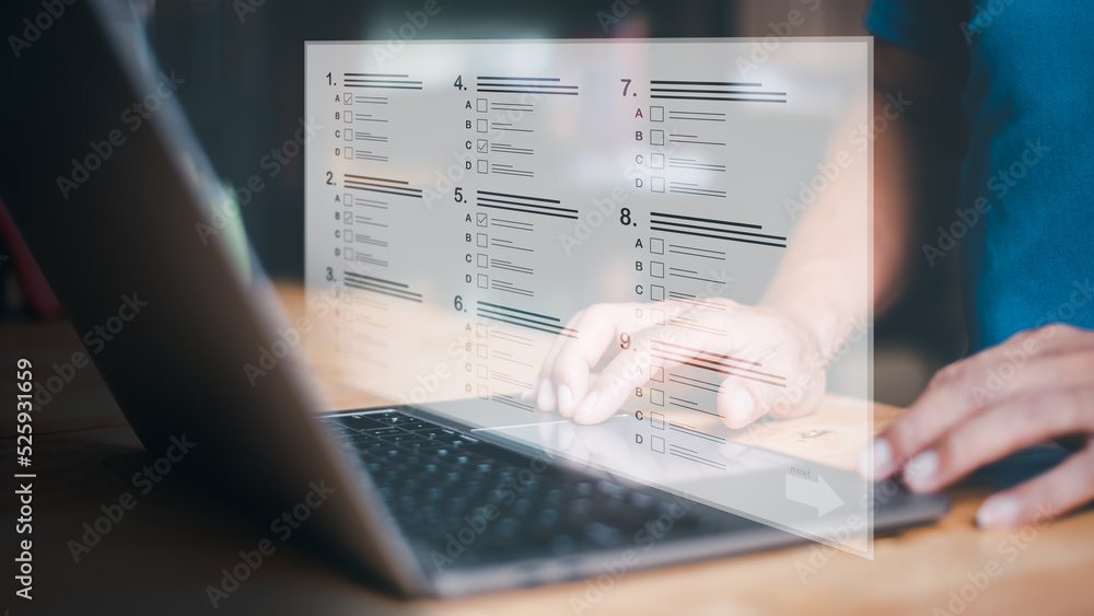 Students take online quizzes through the university website, knowledge ...