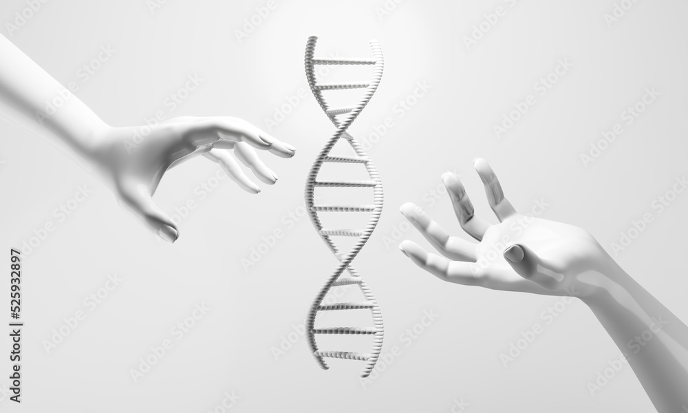 hand with dna human helix molecules cell, research of science ...