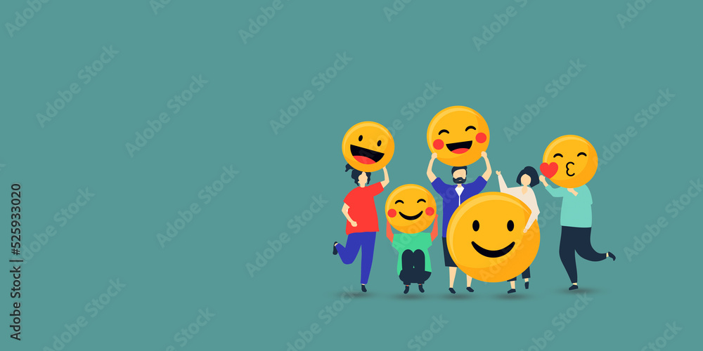 emojis icon set with feelings reactions faces of cartoon characters ...