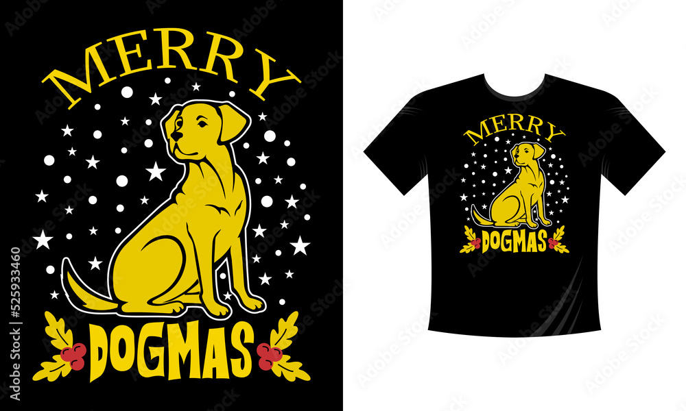 merry dogmas Christmas t shirt vector svg file free design Stock Vector ...