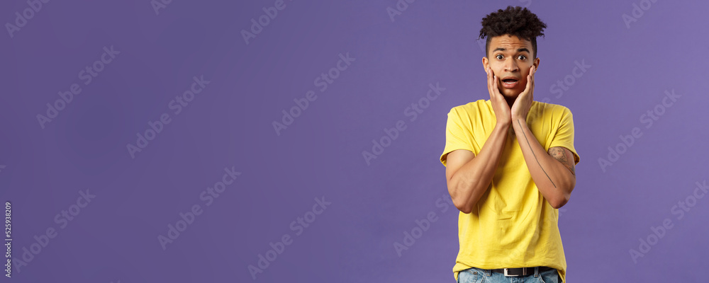 Oh no what do. Portrait of worried, anxious panicking young man feel ...