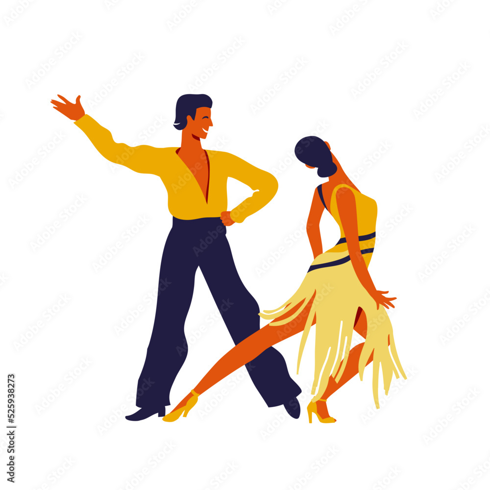 Dancing couple. Trendy vector illustration of professional ballroom ...