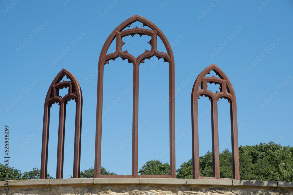 The iron window frames at Lesnes Abbey, the 12th Century built ...