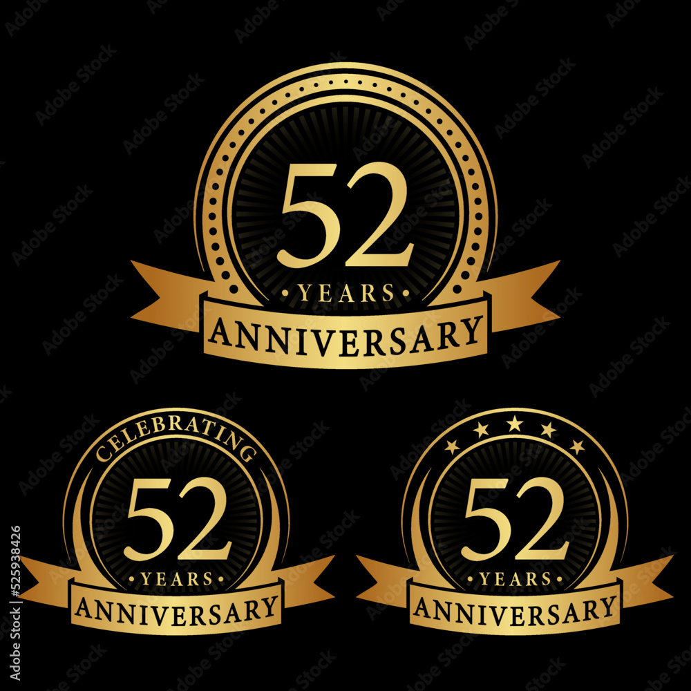 52 years anniversary logo collections. Set of 52nd Anniversary logotype ...