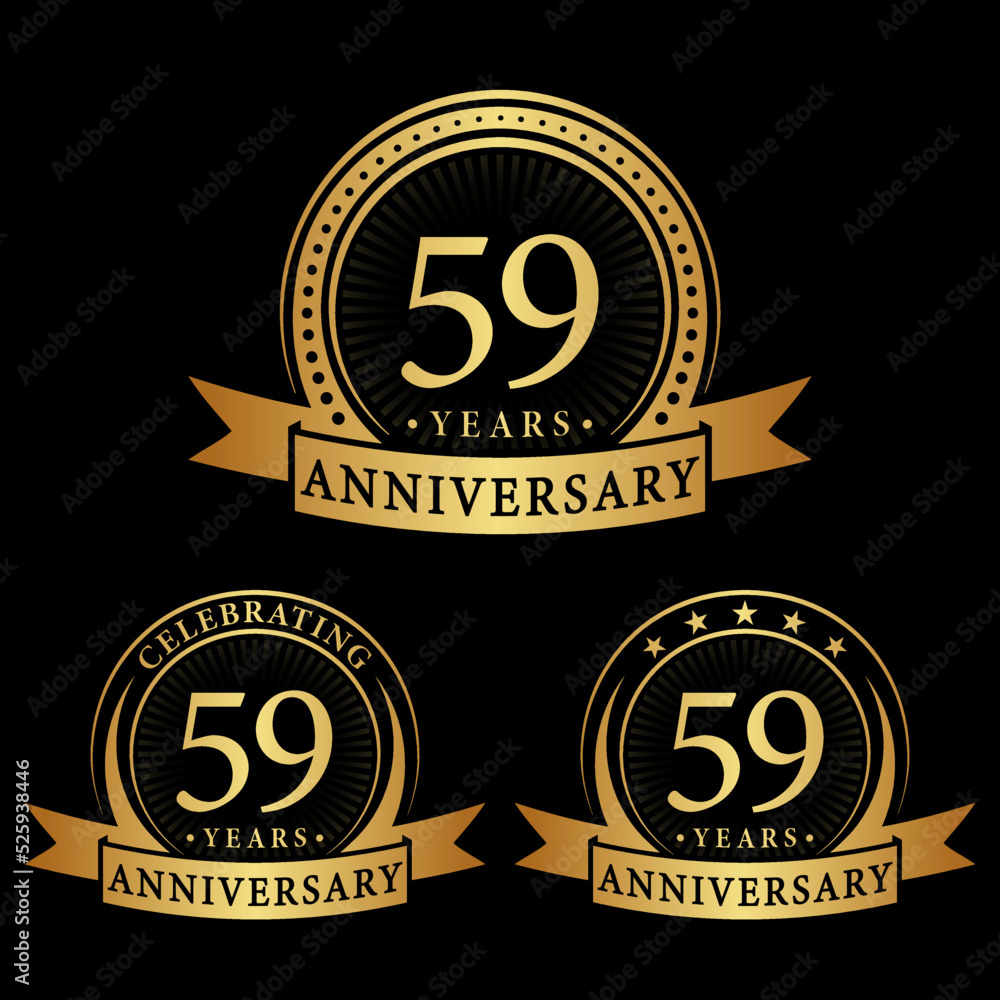 59 years anniversary logo collections. Set of 59th Anniversary logotype ...