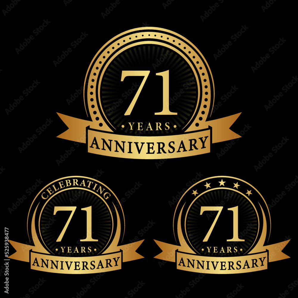 71 years anniversary logo collections. Set of 71st Anniversary logotype ...