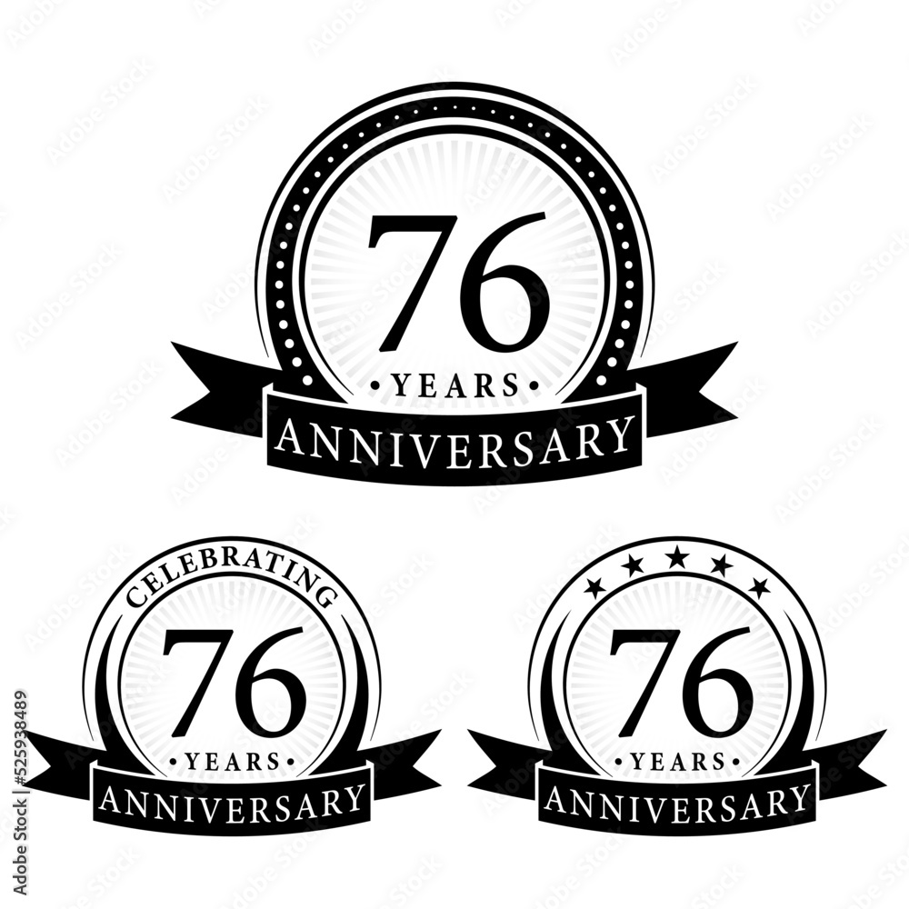 76 years anniversary logo collections. Set of 76th Anniversary logotype ...