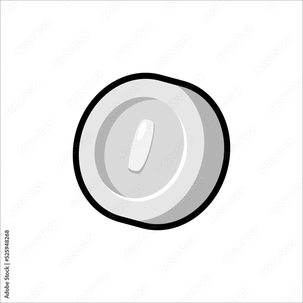 Isolated flat silver coin icon for game, interface, sticker, app. The ...