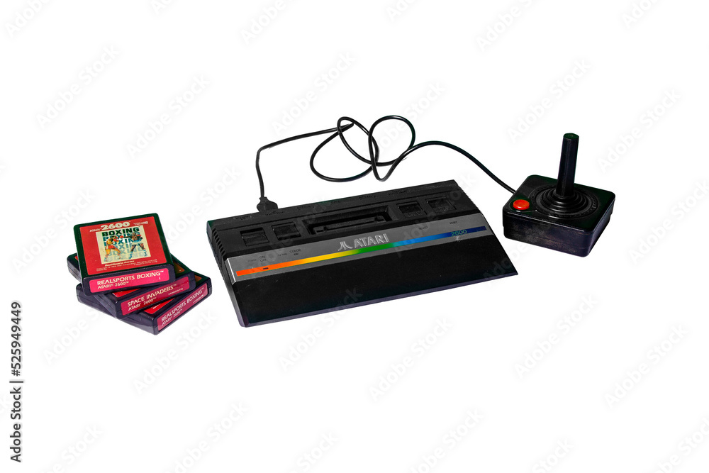 Old and vintage videogame Atari 2600 sixer wood edition in detail with ...