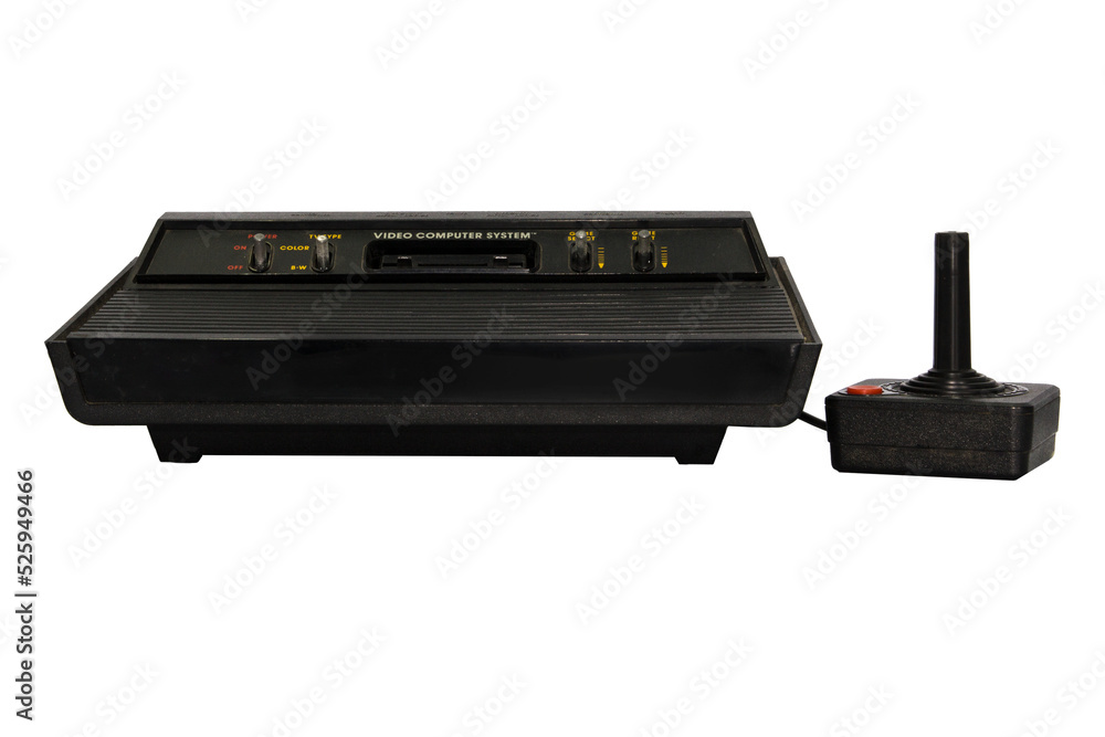 Old and vintage videogame Atari 2600 sixer wood edition in detail with ...