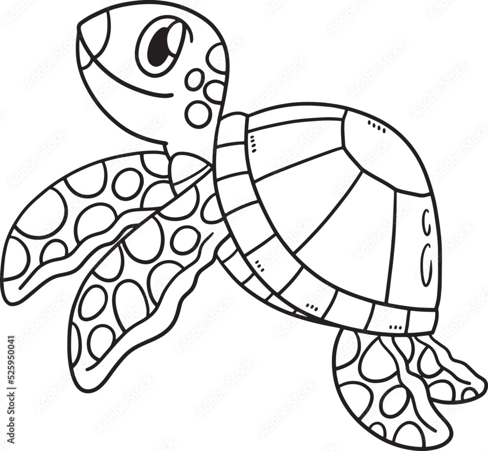 Turtle Animal Isolated Coloring Page for Kids Stock Vector | Adobe Stock