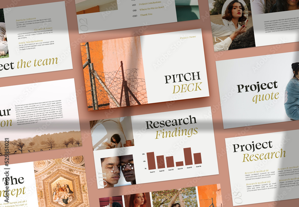Elegant Project Pitch Deck with Gold accents Stock Template | Adobe Stock