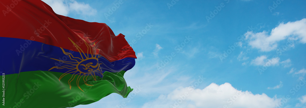 flag of Austronesian peoples Kapampangans at cloudy sky background ...