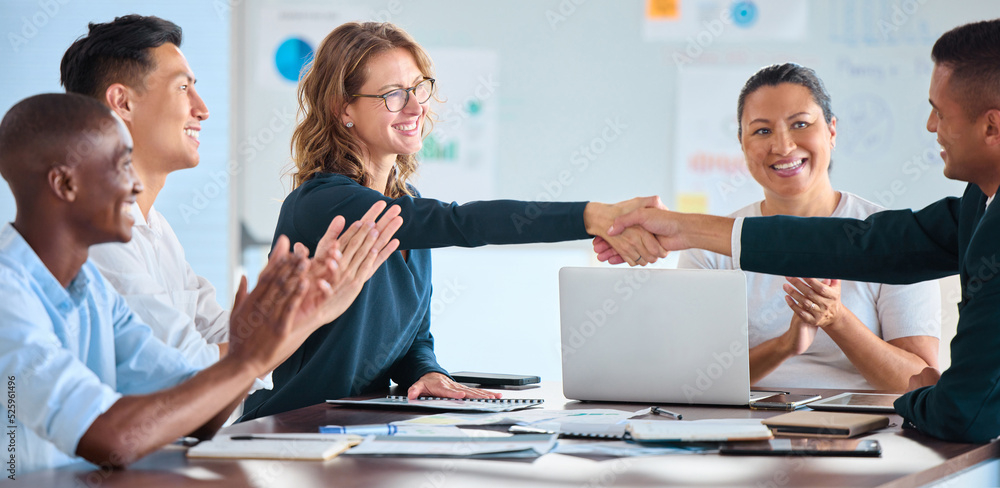 Business people handshake collaboration, thank you and contract in ...