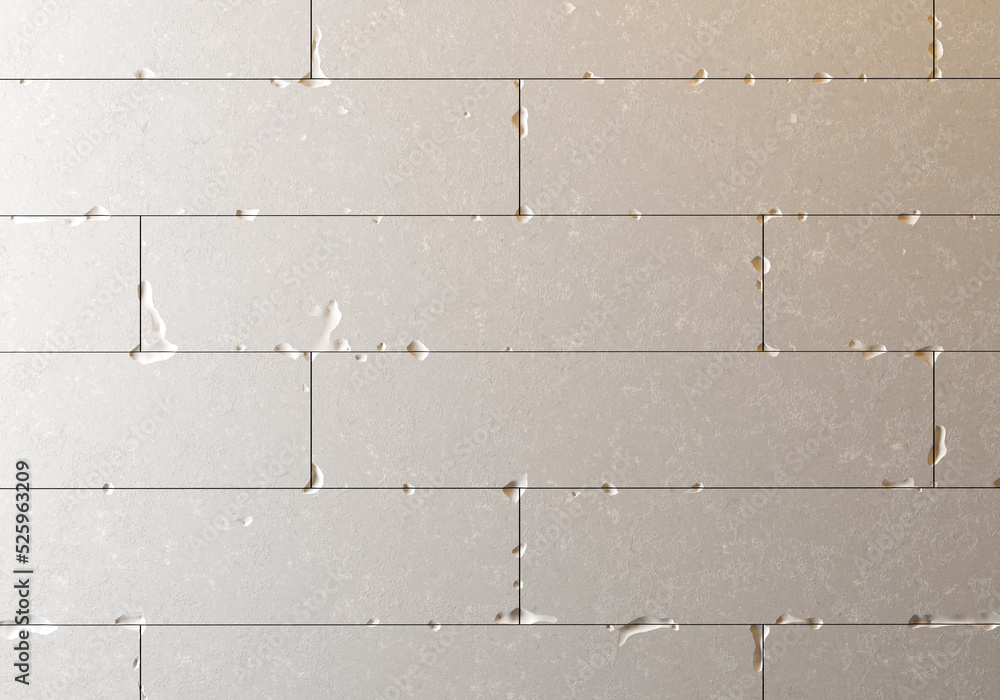 Wall with cracks. White wall of concrete blocks. Modern white brick ...