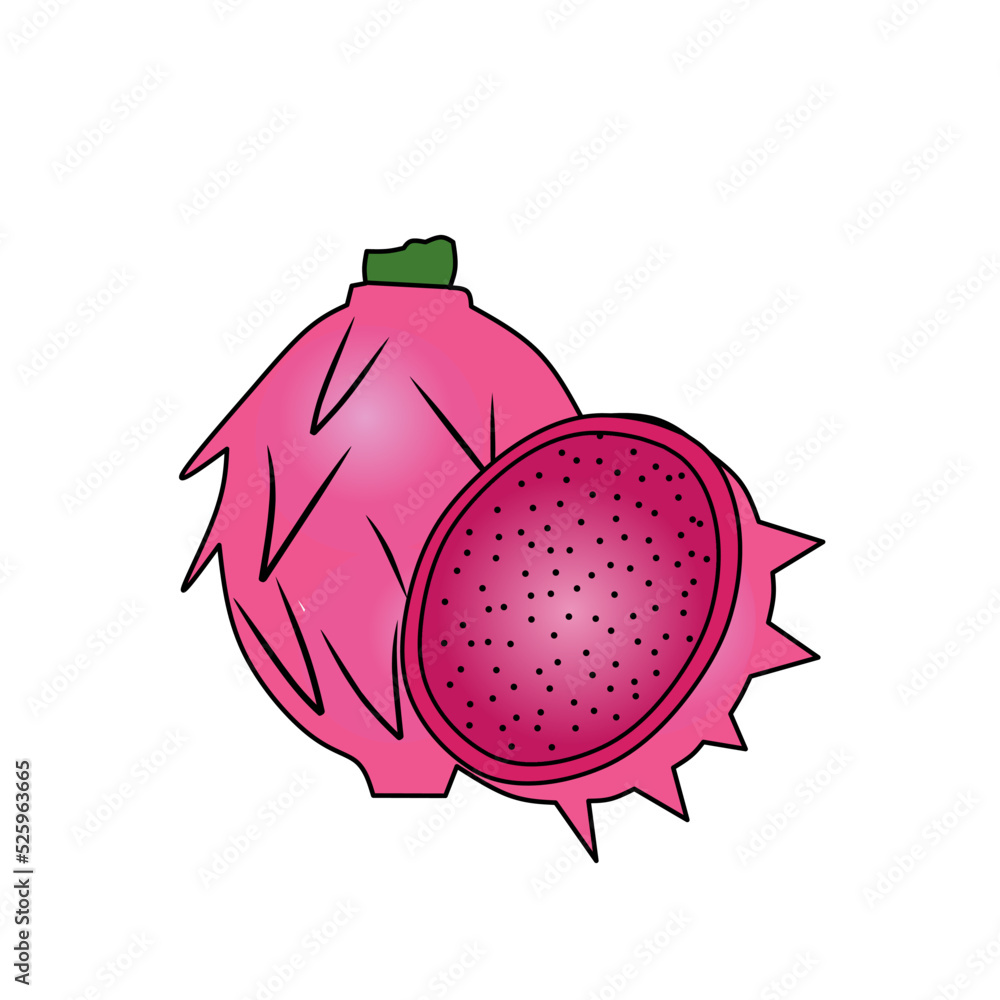 Summer tropical fruits for healthy lifestyle. Red dragon fruit with red ...