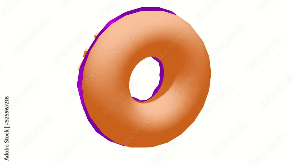 Donut with glaze and powder. Simple modern design. Spin on white ...