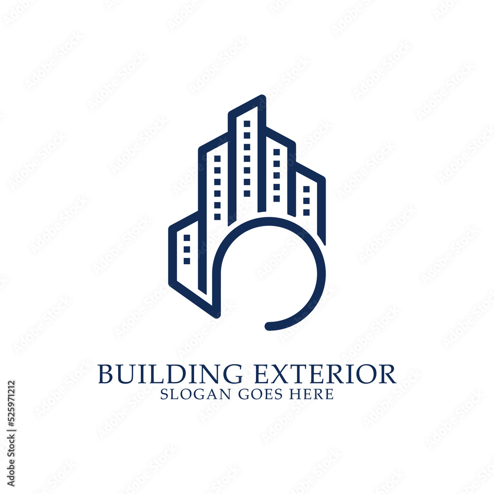monogram building construction logo design vector, building with hi ...