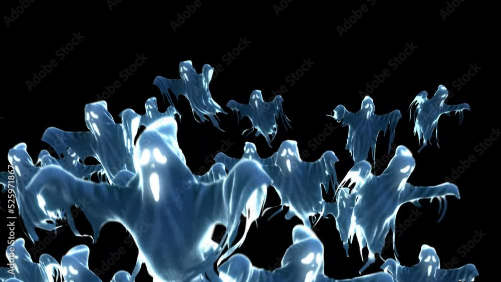 Halloween Ghost Transition 3d rendering in 4K with alpha . Stock Video ...